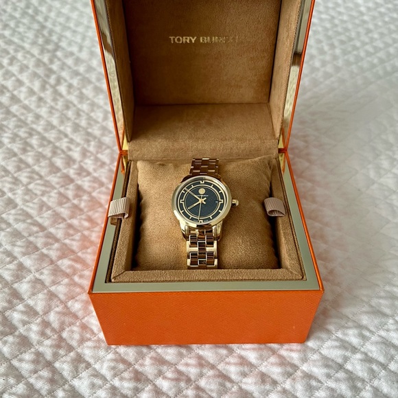 Tory Burch | Accessories | Tory Burch Gold Black Face Luxe Watch | Poshmark